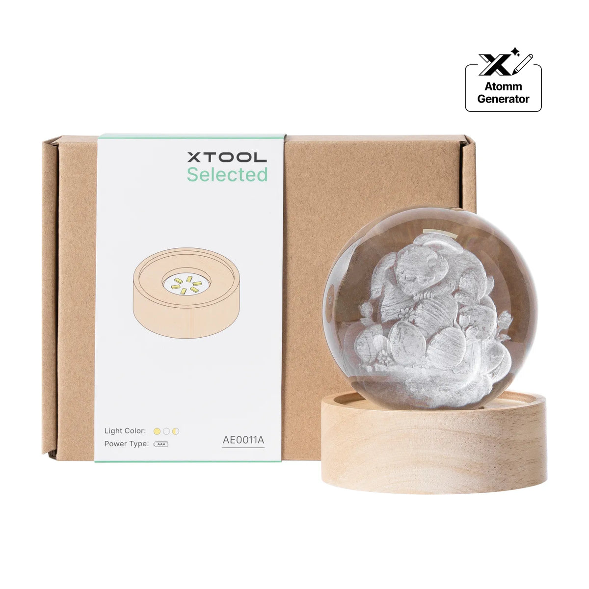 Round Rubber Wood LED Light Base with Groove